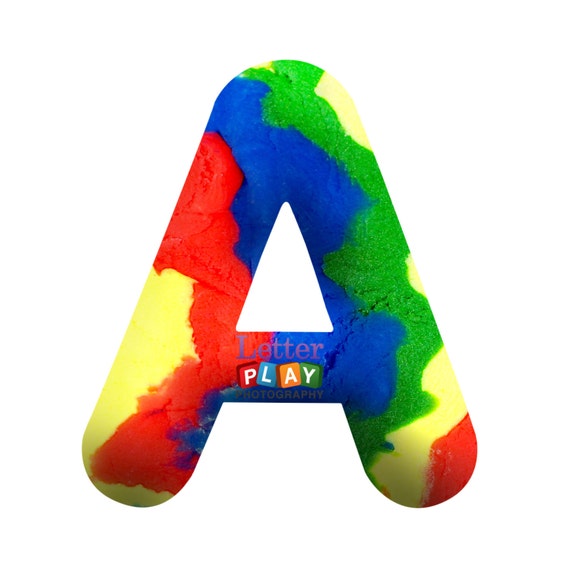 Digital Alphabet Letters with Play Doh Rainbow pattern