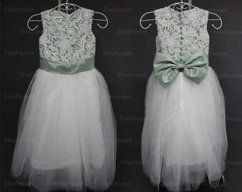 green flower girl dresses, organza flower girl dresses, lace flower ...