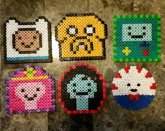 Adventure Time Perler Bead Coasters (Set of 6)
