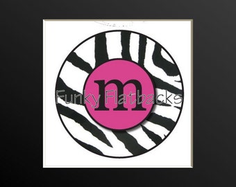 Flatback Buttons - Set of 6 - Hot Pink & Black Zebra Print Letter ...