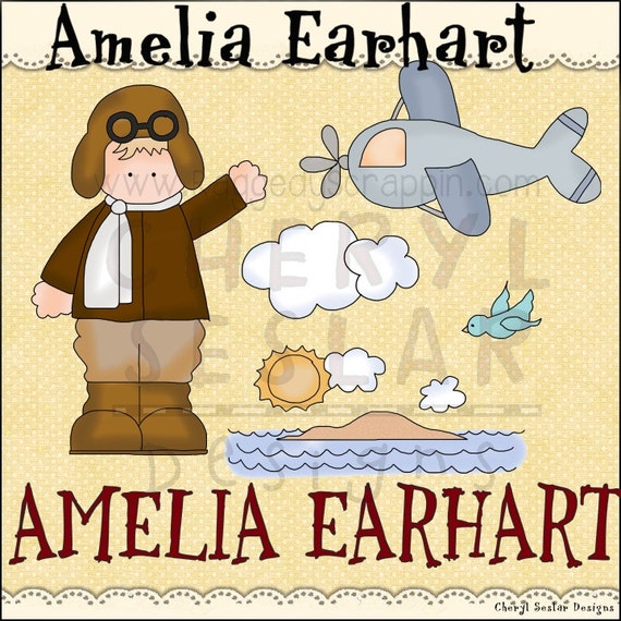 Amelia Earhart Digital Clipart Clip art for scrapbooking