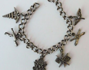 Vintage Charm Bracelet WWII WW2 Sweetheart Military Army 1940s Antique ...