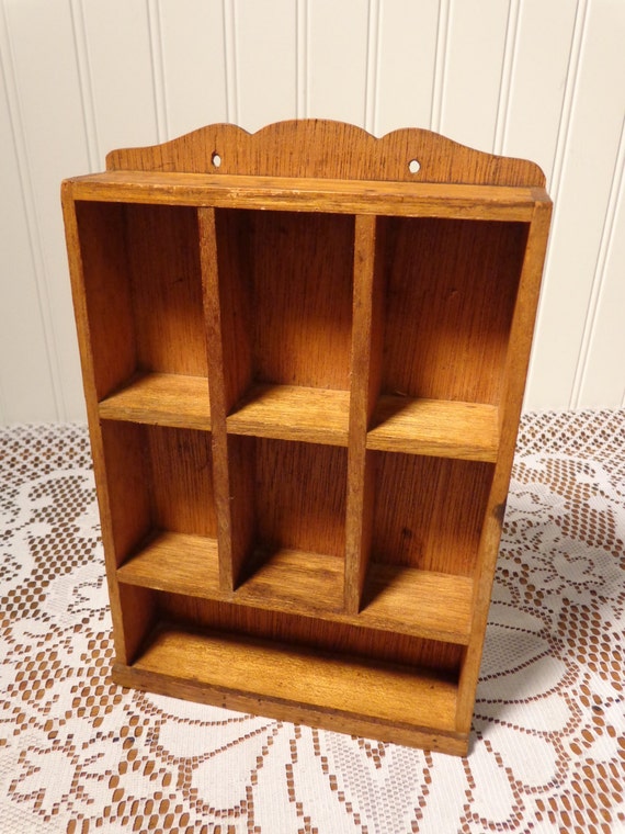 Vintage Wood Divided Display Box Small Wood by BubbiesMemories