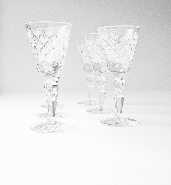 Russian Crystal Long Stem Shot Glasses Cordial Set Gus