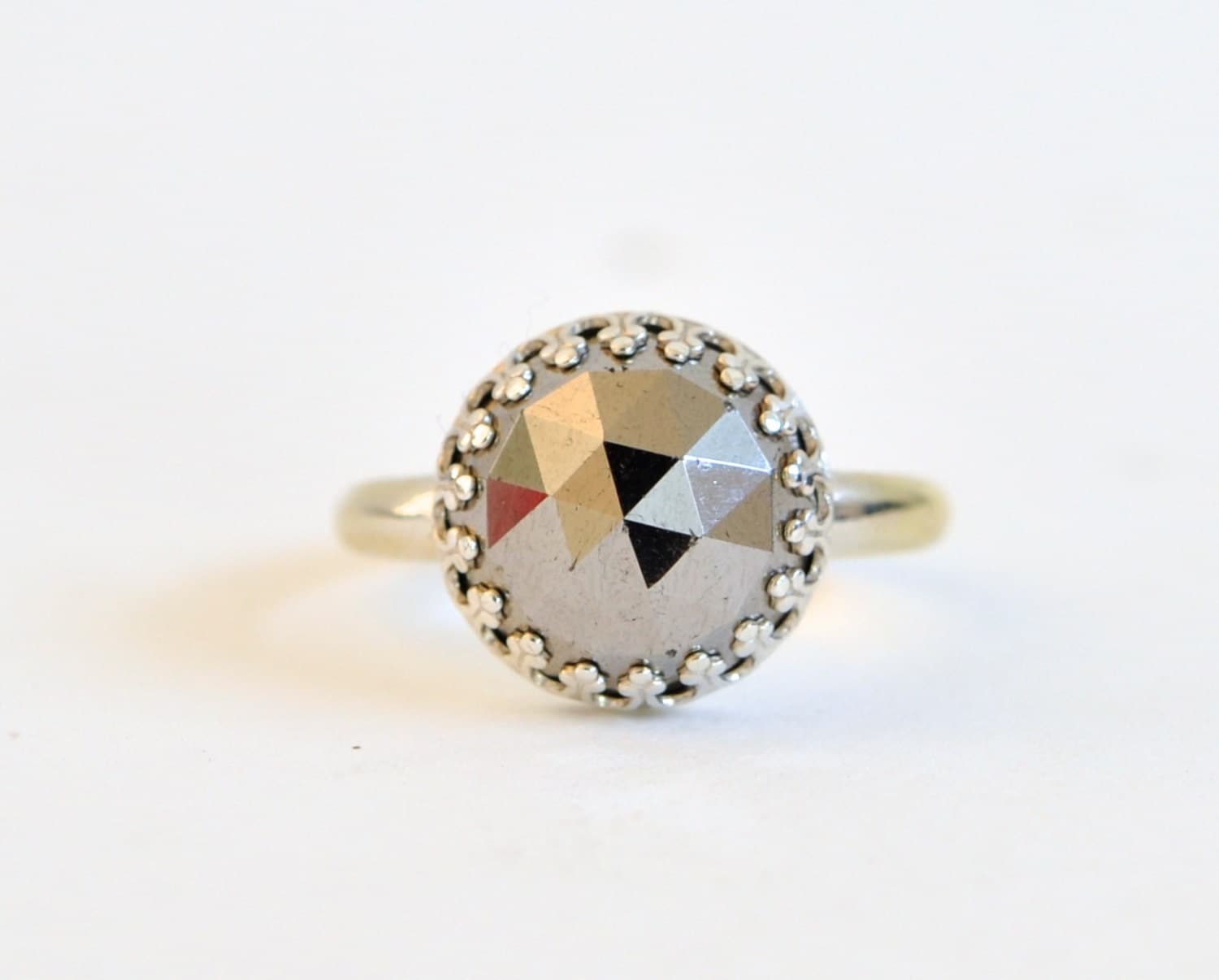 Pyrite Ring Sterling Silver Ring Gemstone Ring Cocktail