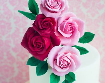 Items similar to Fabric Flower Cake Toppers on Etsy