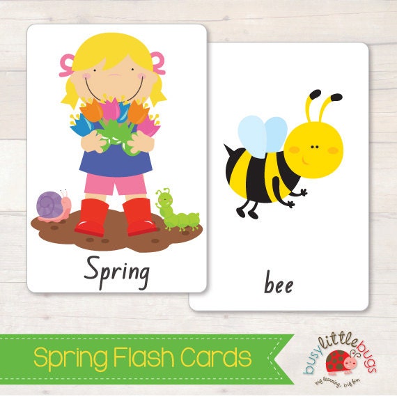 Spring Flash Cards 36 Spring Vocabulary by BUSYLITTLEBUGSshop