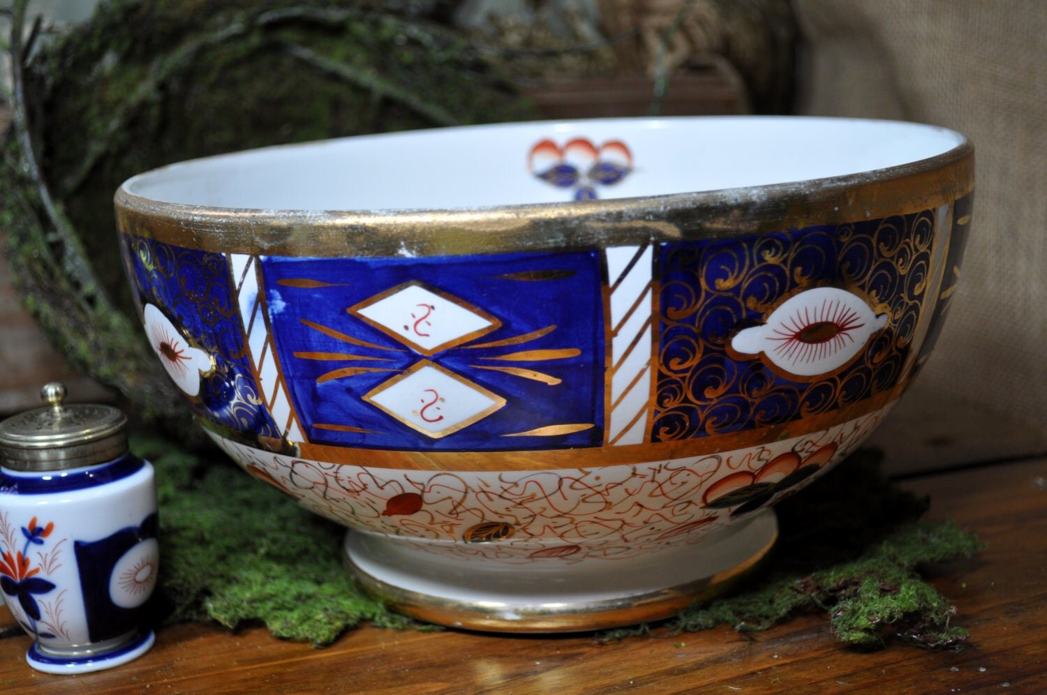 1840’s Large Gaudy Welsh Bowl, Vintage, Antique, pottery, vegetable ...