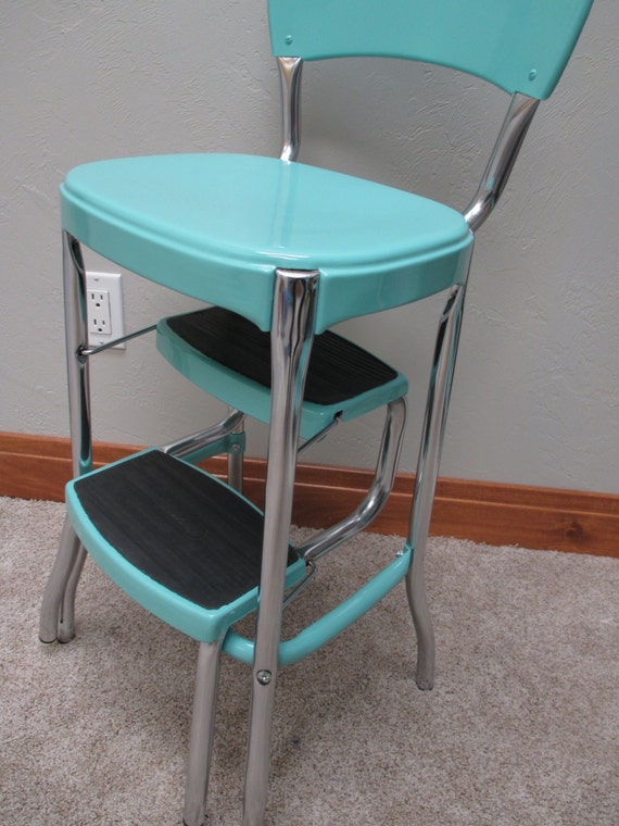 Vintage Restored COSCO Kitchen Slide Out Step Stool Chrome
