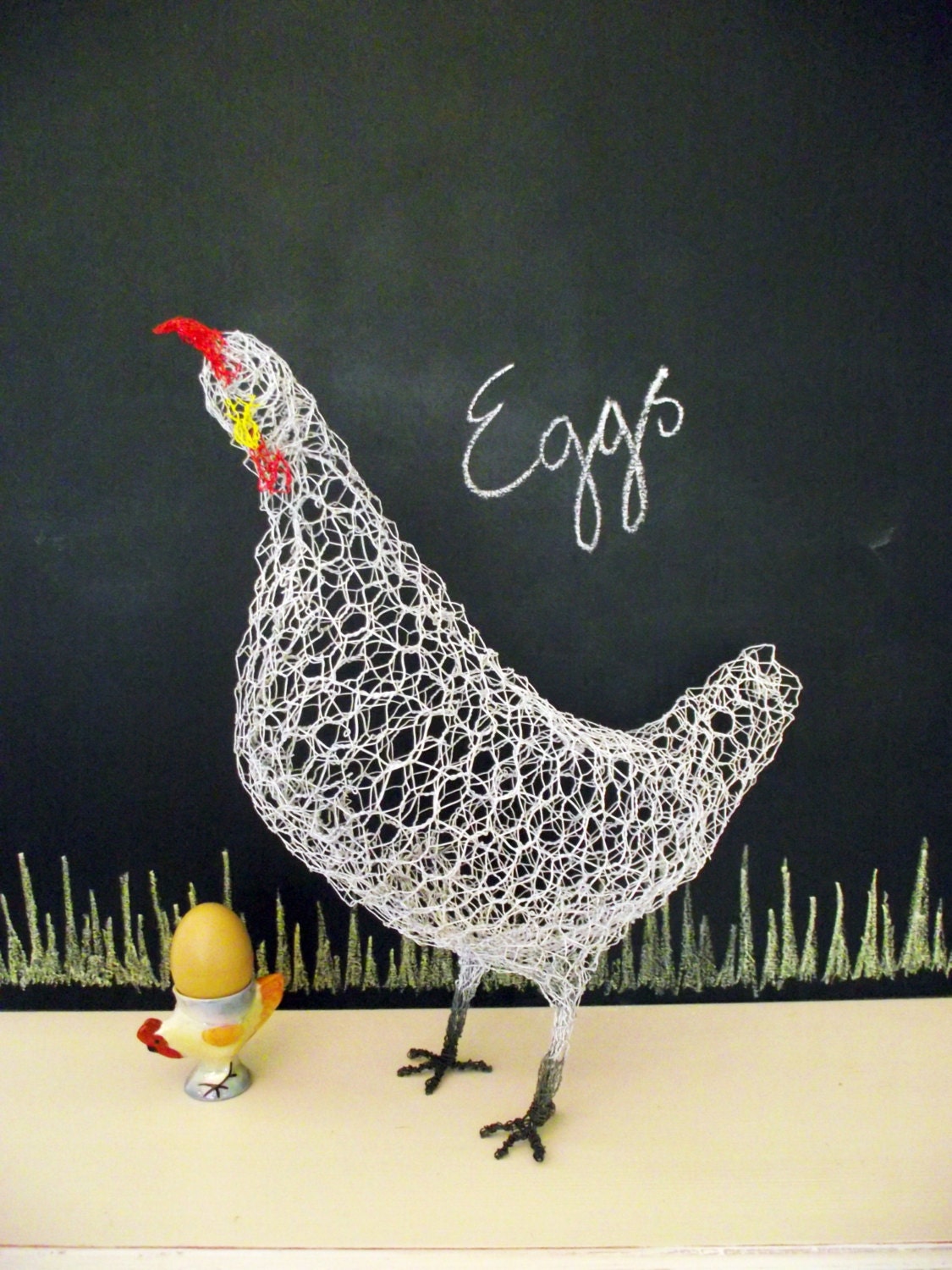 White chicken wire sculpture garden ornament by NicoletteDawn