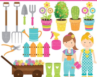 Digital Clipart - Garden Girls for Scrapbooking, Invitations, Paper ...