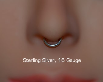 Septum Ring Gold Nose Ring 3mm Opal Helix Ring Tragus