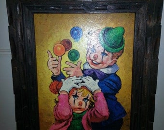 Framed clown picture | Etsy