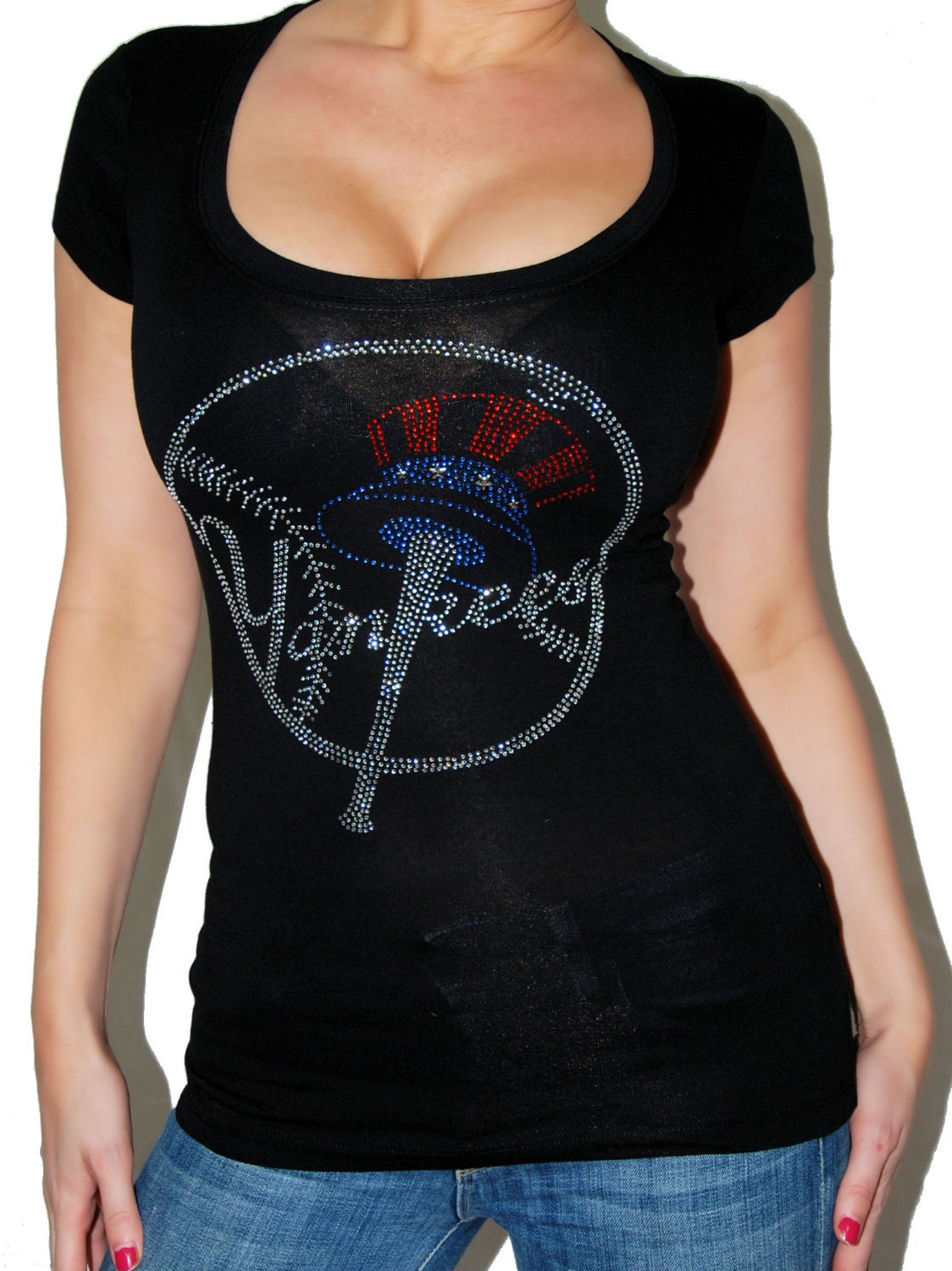 Sexy New York Yankees Bling Rhinestone Fittedstretchy By Ozlantica