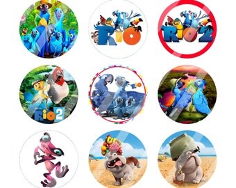 30-1" Digital Bottle Cap Images, Rio 2 Inspired, Instant Download