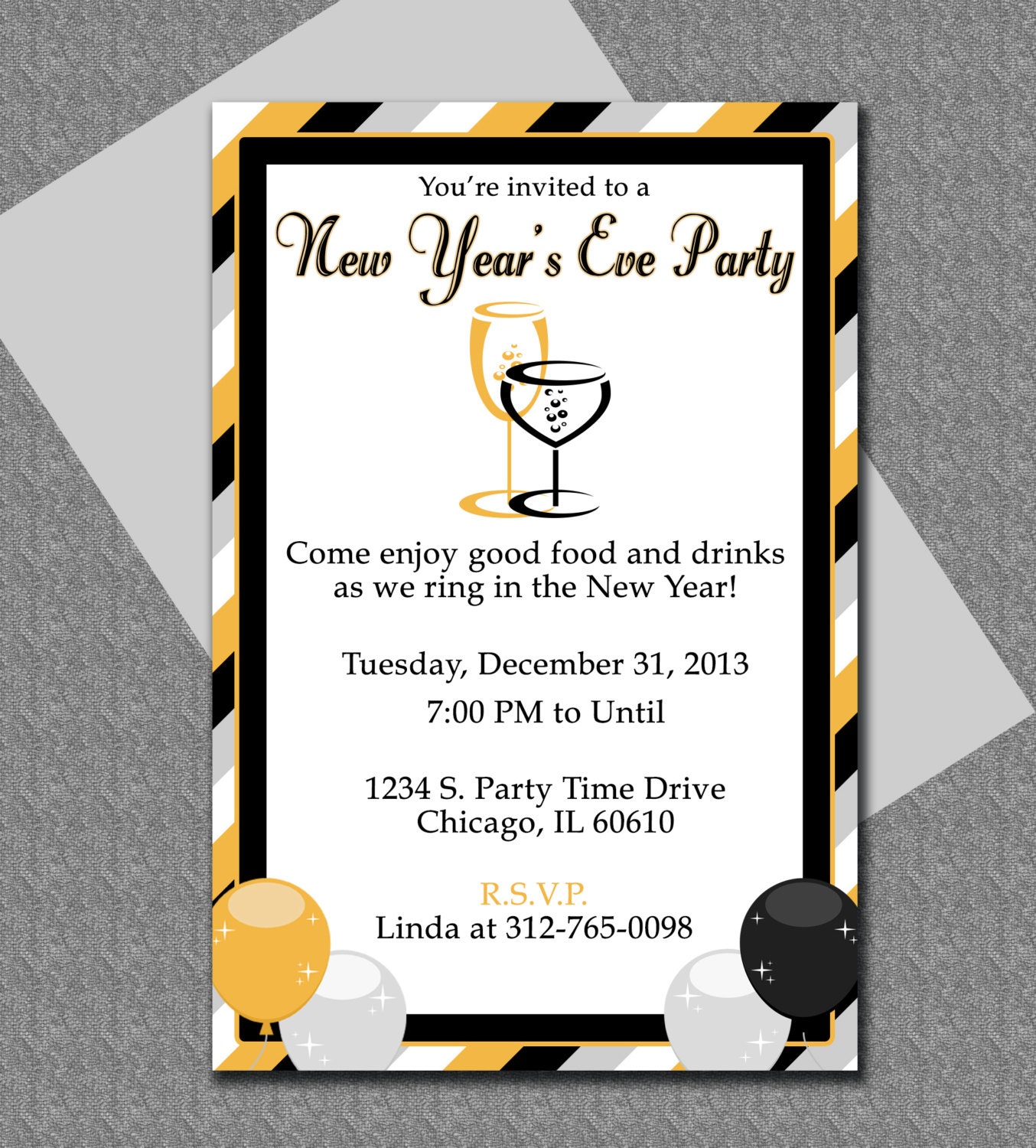 New Years Eve Party Invitation Editable Template