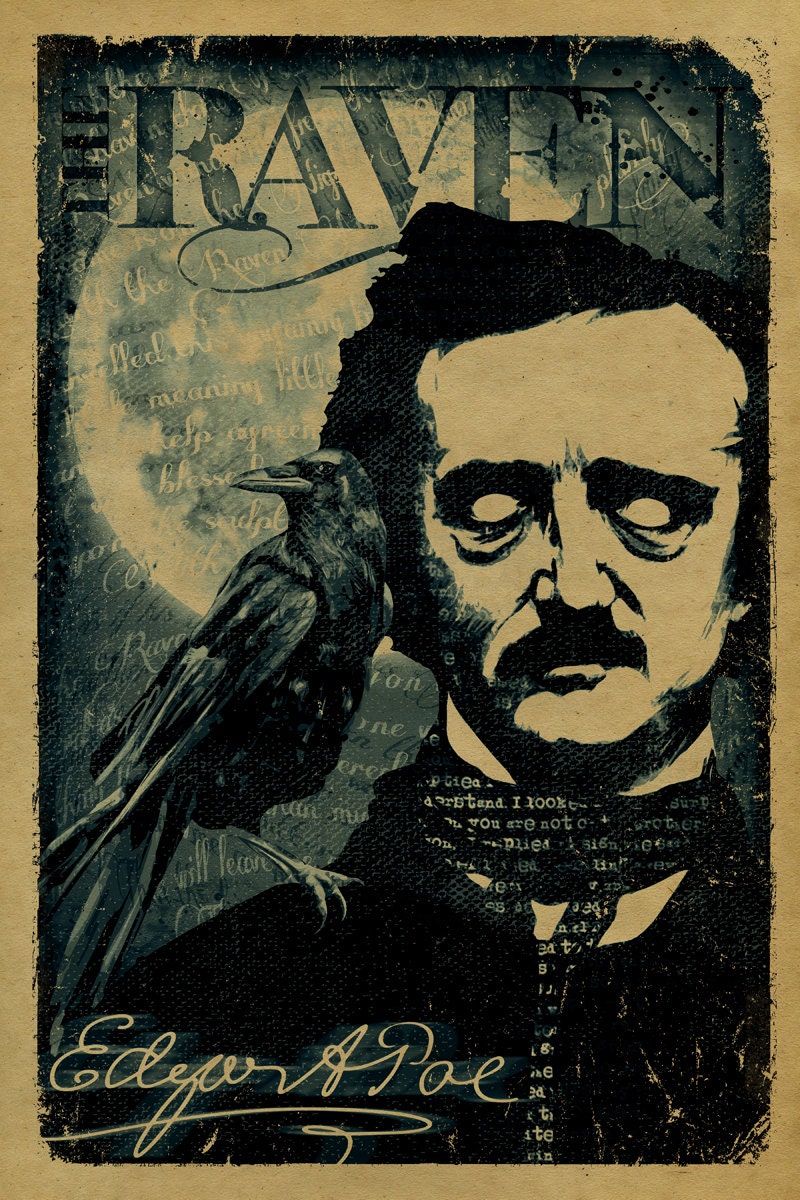 The Raven by Edgar A Poe poster. 12x18. Kraft paper.