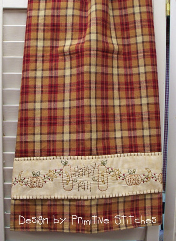 Happy Fall Towel Band-Primitive Stitchery E-PATTERN-Instant