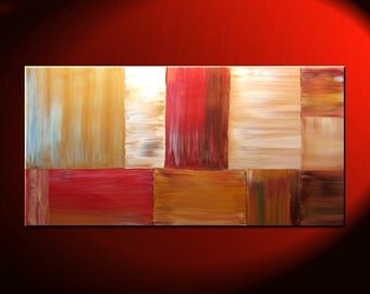 Large Red Modern Abstract Painting Urban Original by NathalieVan