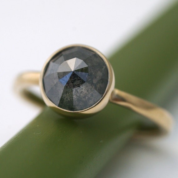 Black Rose Cut Untreated Translucent Diamond by KyleAnneMetals