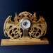 Mythical Double Dragon Wood Mantle Clock Scroll Saw