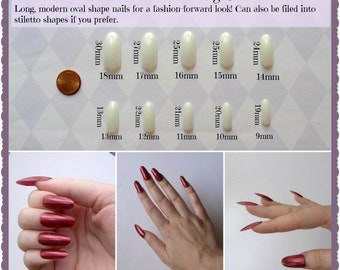 Sample Set of Fake Nails For DIY Nail Art and Fitting- Choose Long Flat ...