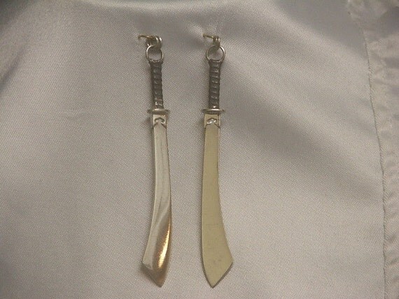 Shuang Dao Swords Dual Pendants in Sterlilng Silver Ready to