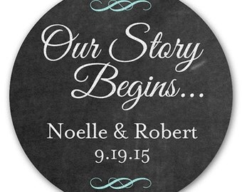 Custom Wedding Favor Stickers - Our Story Begins - Personalized Labels ...