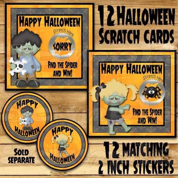 Halloween game Scratch Off Cards stickers Halloween Party Game