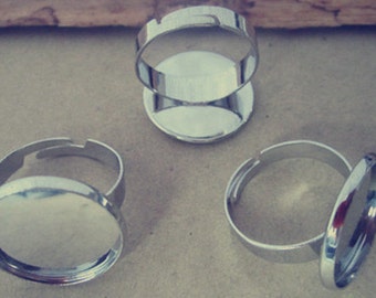 Single Loop Ring Bases Platinum Tone Brass Adjustable Ring