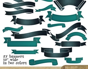 27 + 27Chalkboard Banners - Digital Printable Clip Art Collage Sheets ...