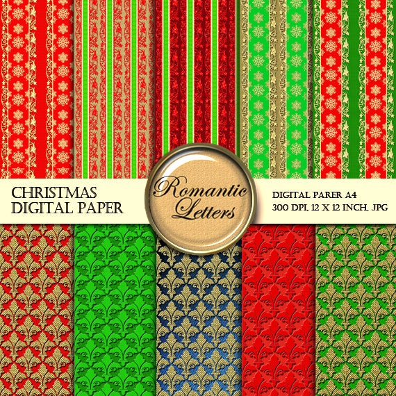 Christmas digital paper pack digital Christmas scrapbook paper