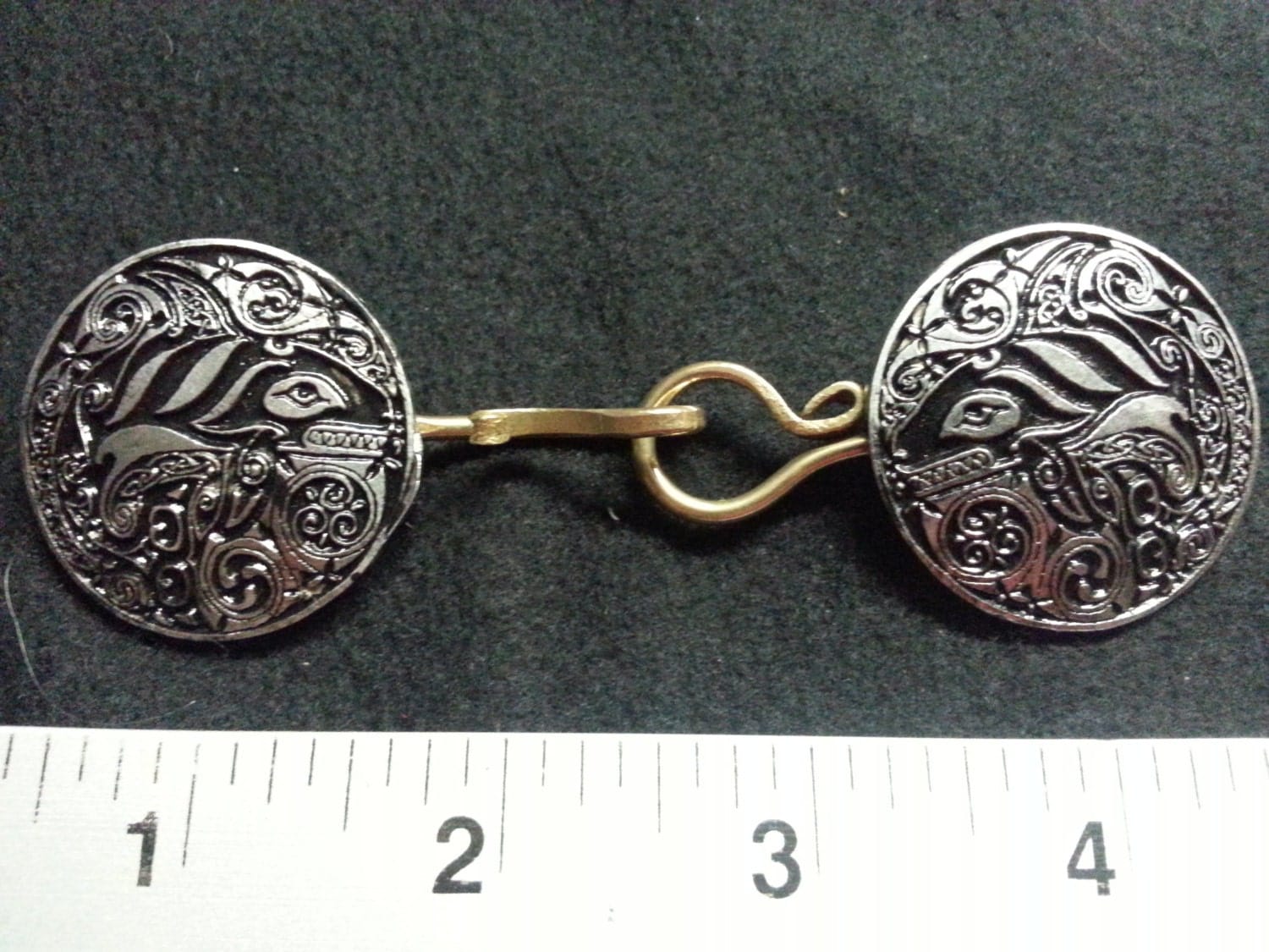 Medium Pewter Cloak Clasp With Celtic Orcas