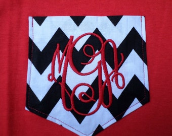 Monogram pocket tee | Etsy