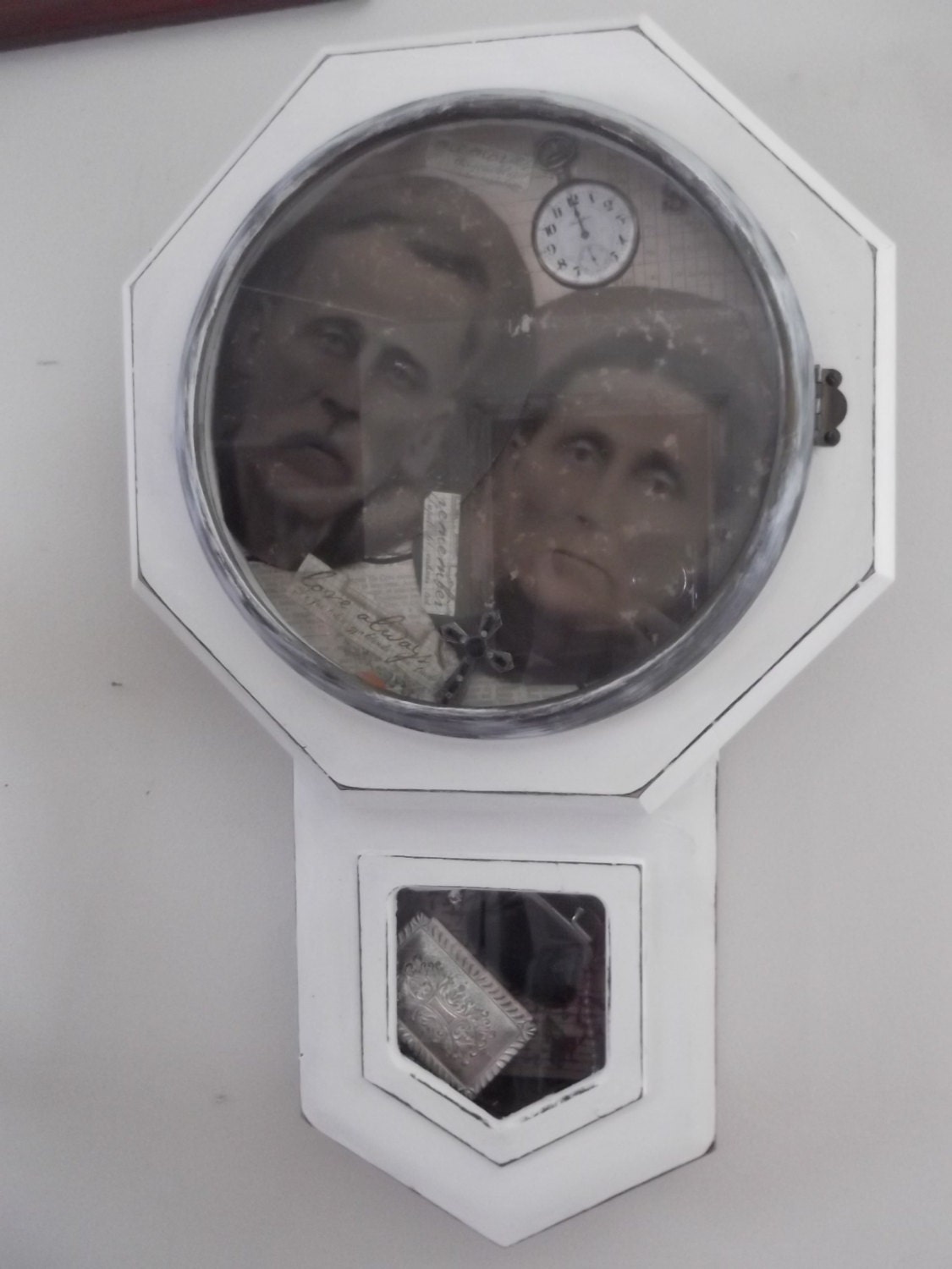 clock shadow box vintage clock altered clock by OceanBlueCreations