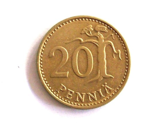 Items similar to Vintage Suomen Tasavalta Finlandia 1976 20 Pennia ...