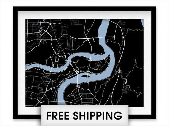 Chongqing Map Print Choose your color by iLikeMaps on Etsy