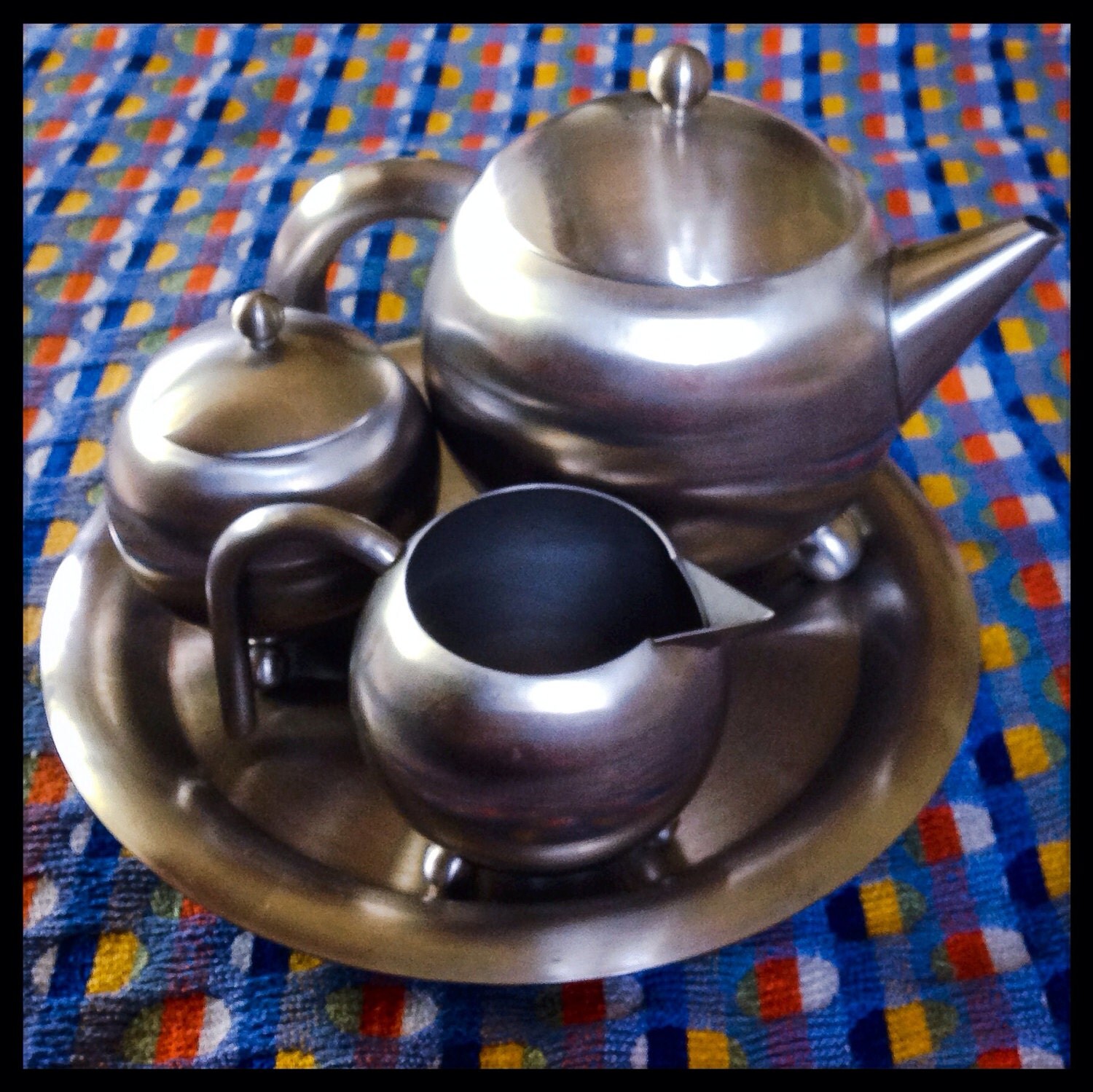 SALE Vintage Stainless Steel Modern Tea Set Brushed finish – Haute Juice