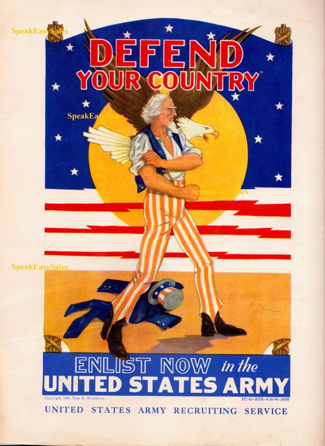 Digital Download -Defend Your Country- Uncle Sam Enlist Now WWll WW2 ...