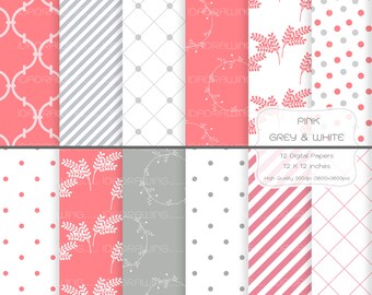 Yellow Grey & White Digital Paper Yellow Floral by idadrawing