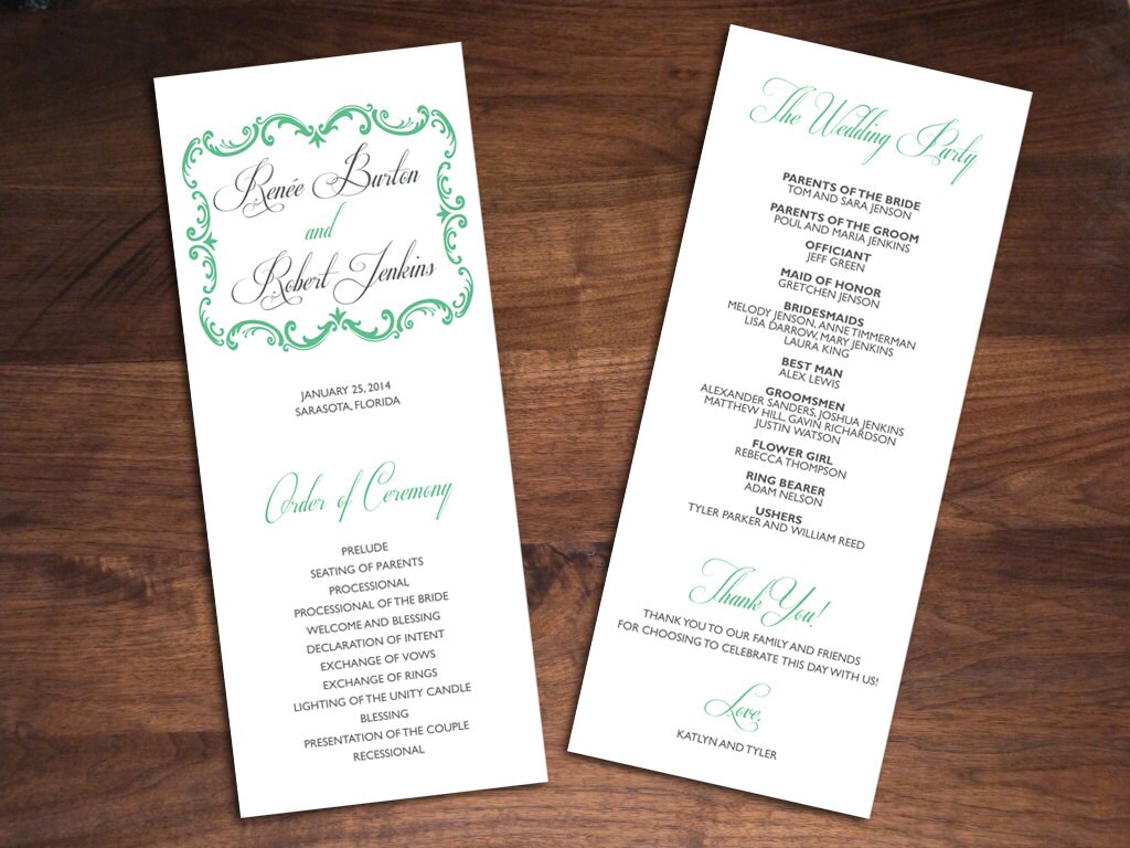 Stylish and Modern Renée Printable Wedding Program – DIY Program ...