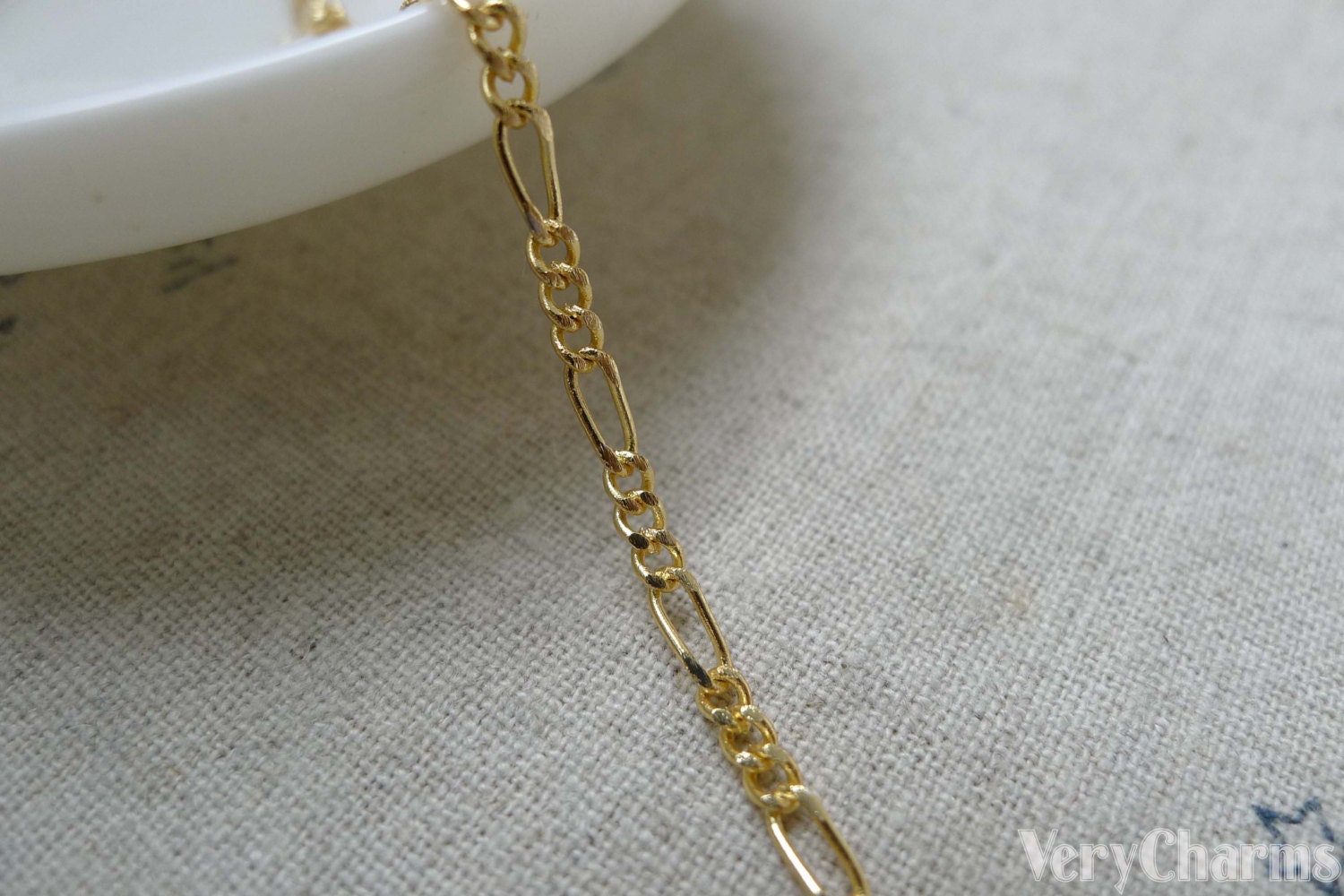 16ft 5m Fancy Figaro Chain Non Tarnish 16K Gold by VeryCharms