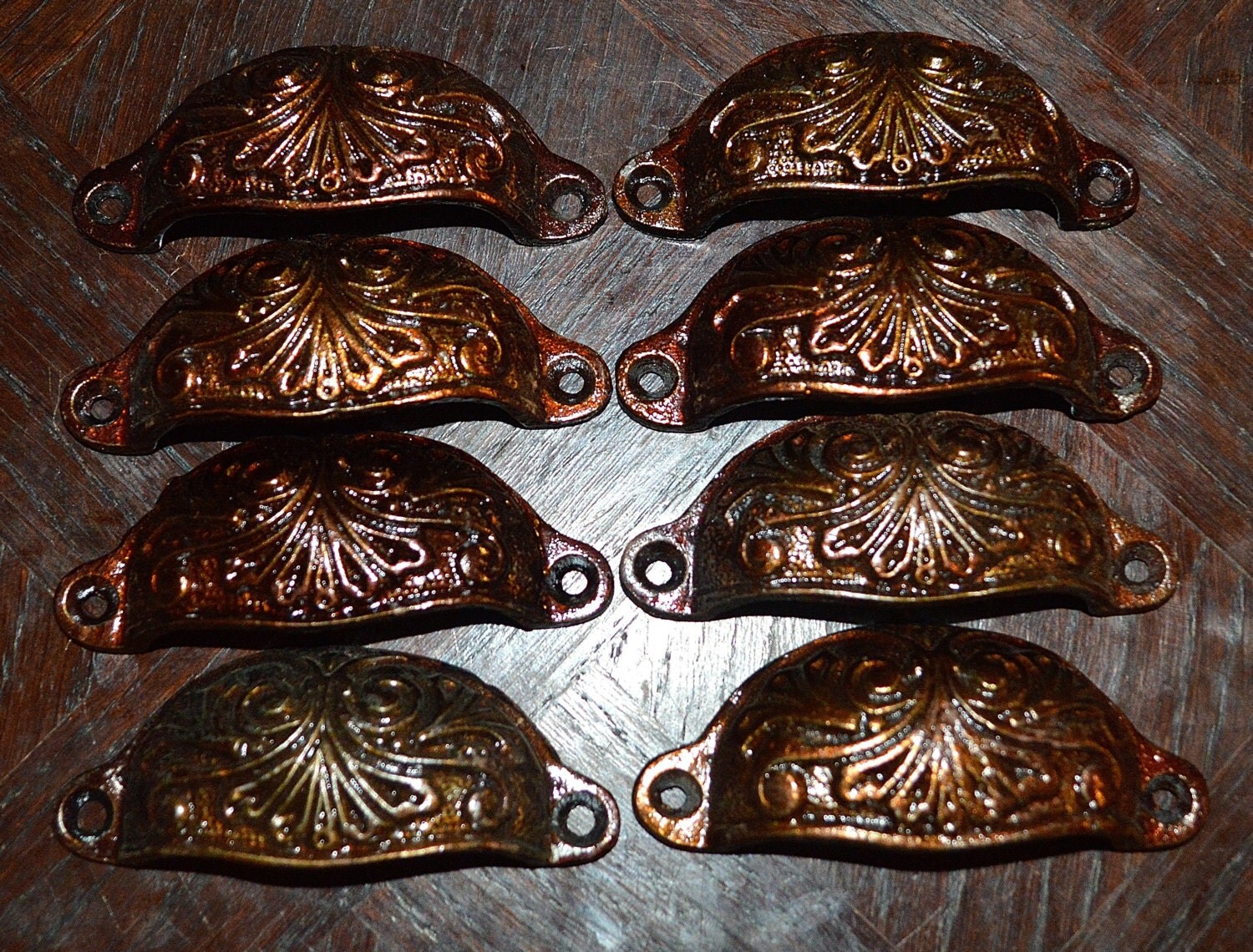 Antique English Drawer Bin Pulls Hardware Cast Iron DIY Repurpose ...