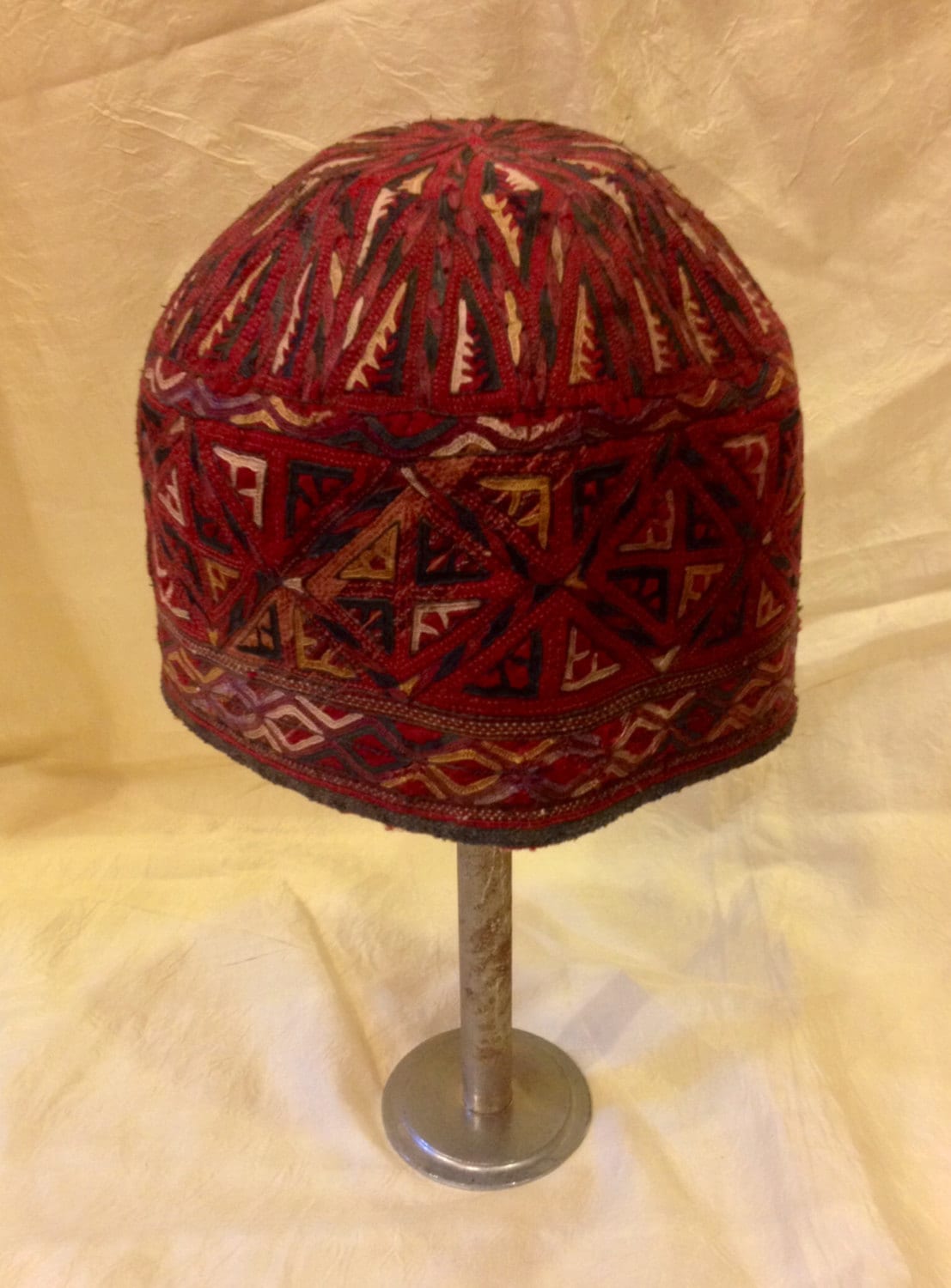 Antique turkoman hat central asian hat cap vintage hat hand embroidery ...