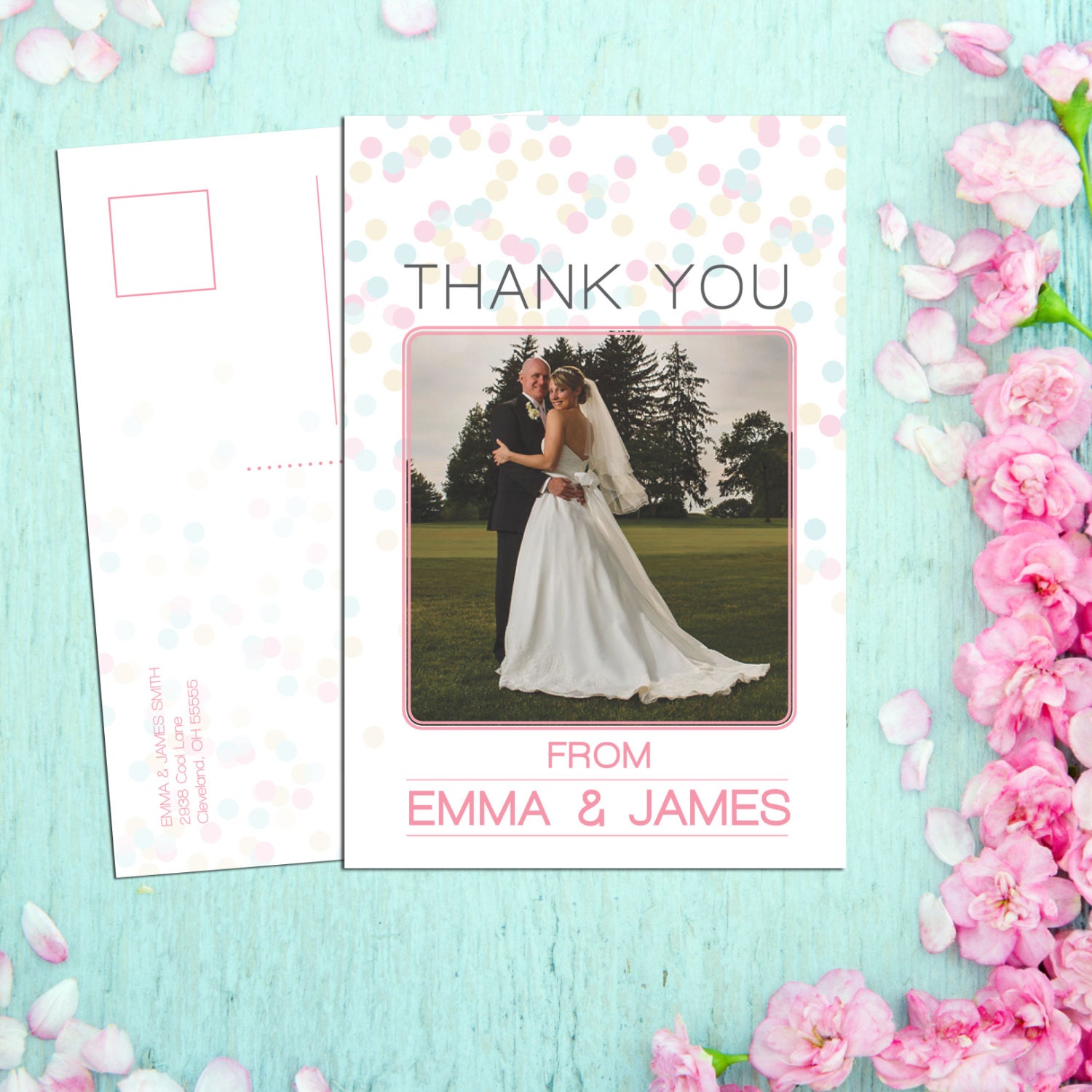 Emma Polka Dot Confetti Wedding Thank You – Paper Samples ...