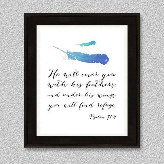 He will cover you with his feathers Wall Art PRINTABLE Bible