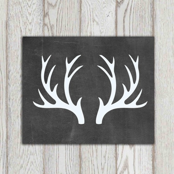 Antler printable Deer antlers print Black and White by DorindaArt