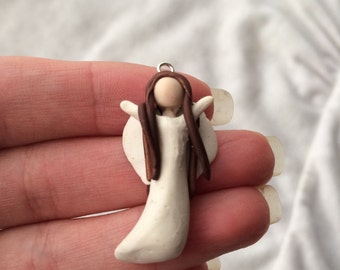 Polymer Clay Angel with Brown Hair