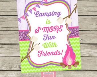 Instant Download Glam Camping Printables Chevron DIY Birthday Party ...