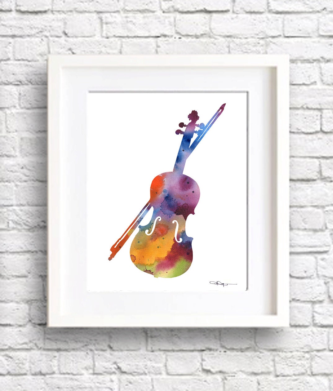 Violin Art Print Abstract Watercolor Painting Wall Decor